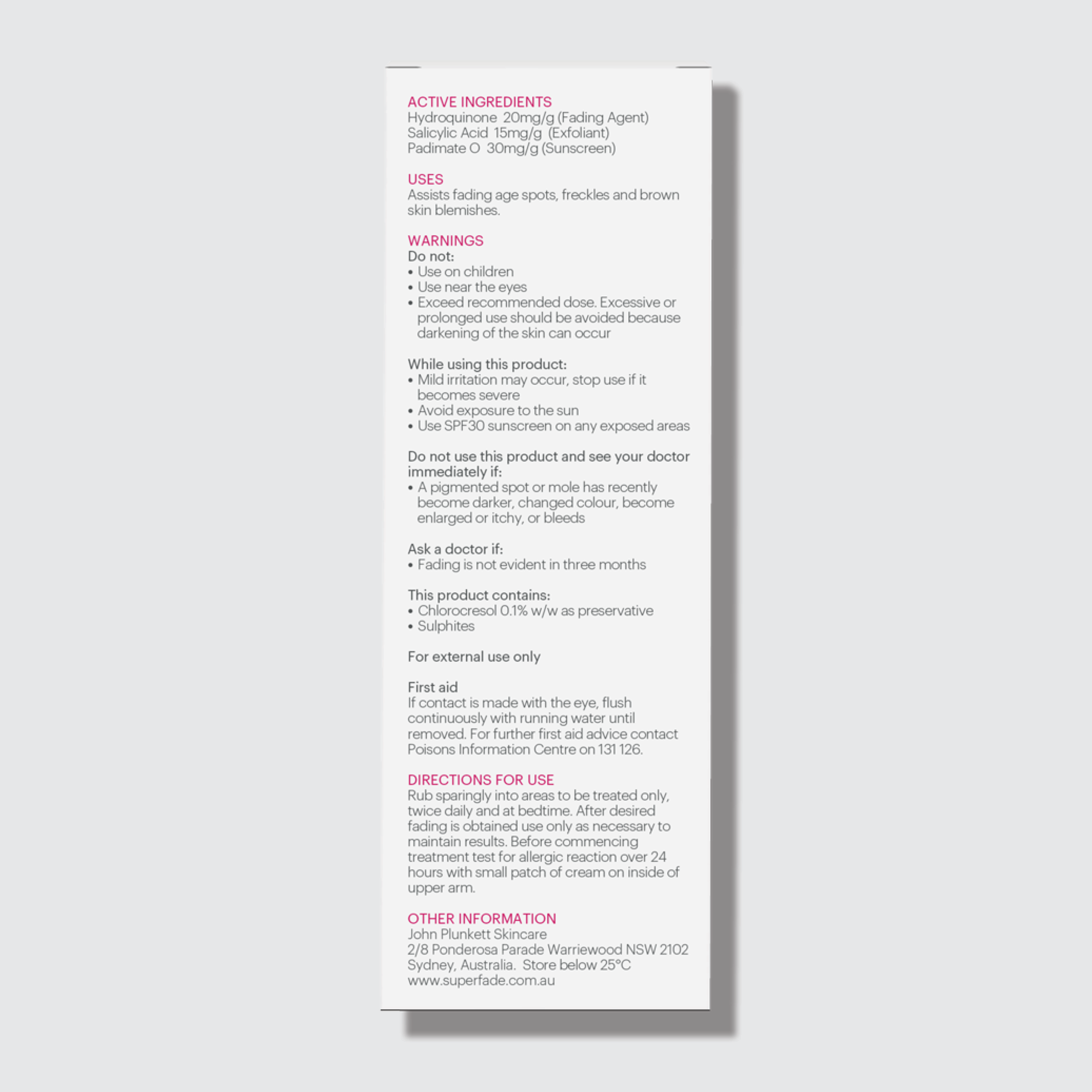 Hydroquinone Cream | John Plunkett's SuperFade Cream – Plunkett ...